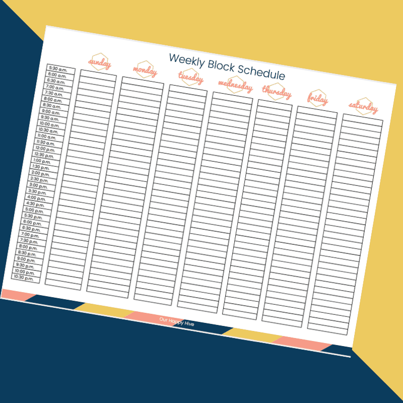 Weekly Block Schedule Template Printable Planner Us Letter Etsy ...